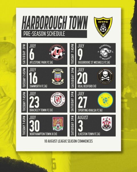 Pre-Season Fixtures Are Announced | Harborough Town Football Club